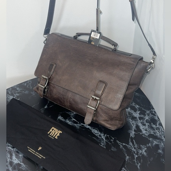 Frye | Bags | Frye Logan Top Handle Leather Women Men Briefcase Slate ...